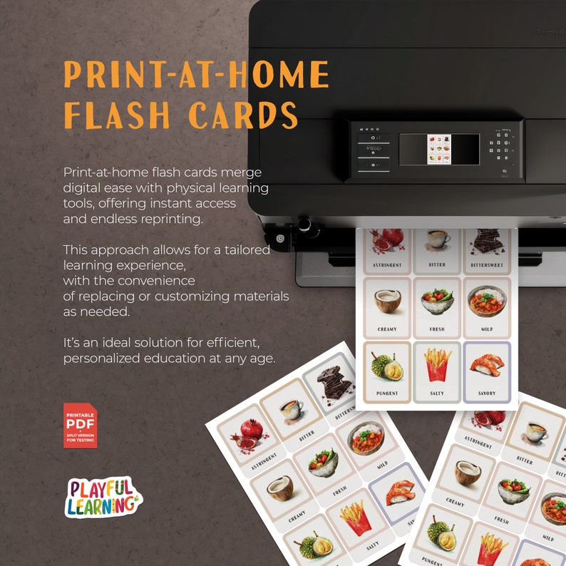 Montessori Tastes Flash Cards - Printable Educational Cards for Kids ...