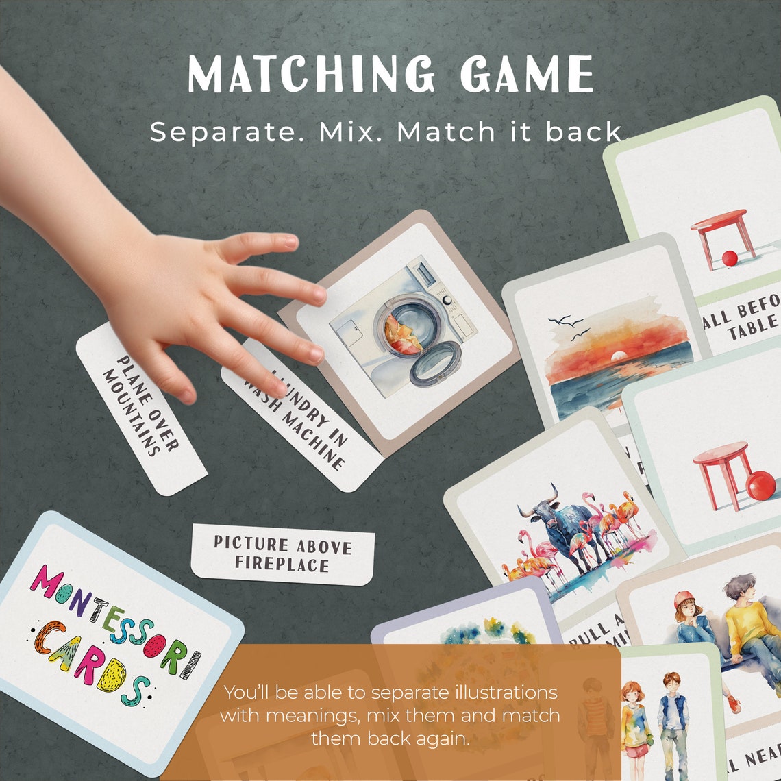 Montessori Spatial Orientation Cards Educational Learning Tool for Kids ...