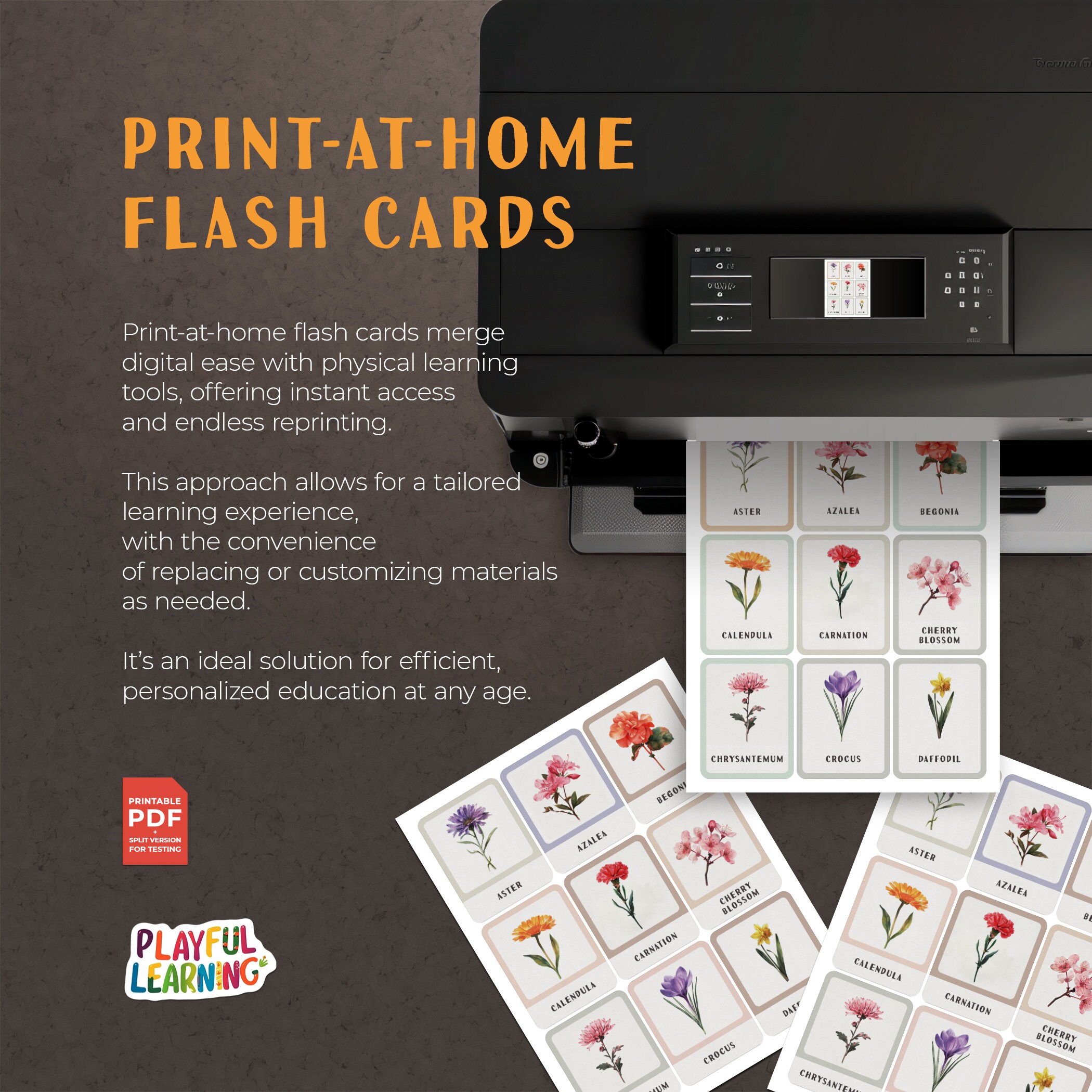 Montessori Flower Cards Printable Educational Flashcards for Kids ...