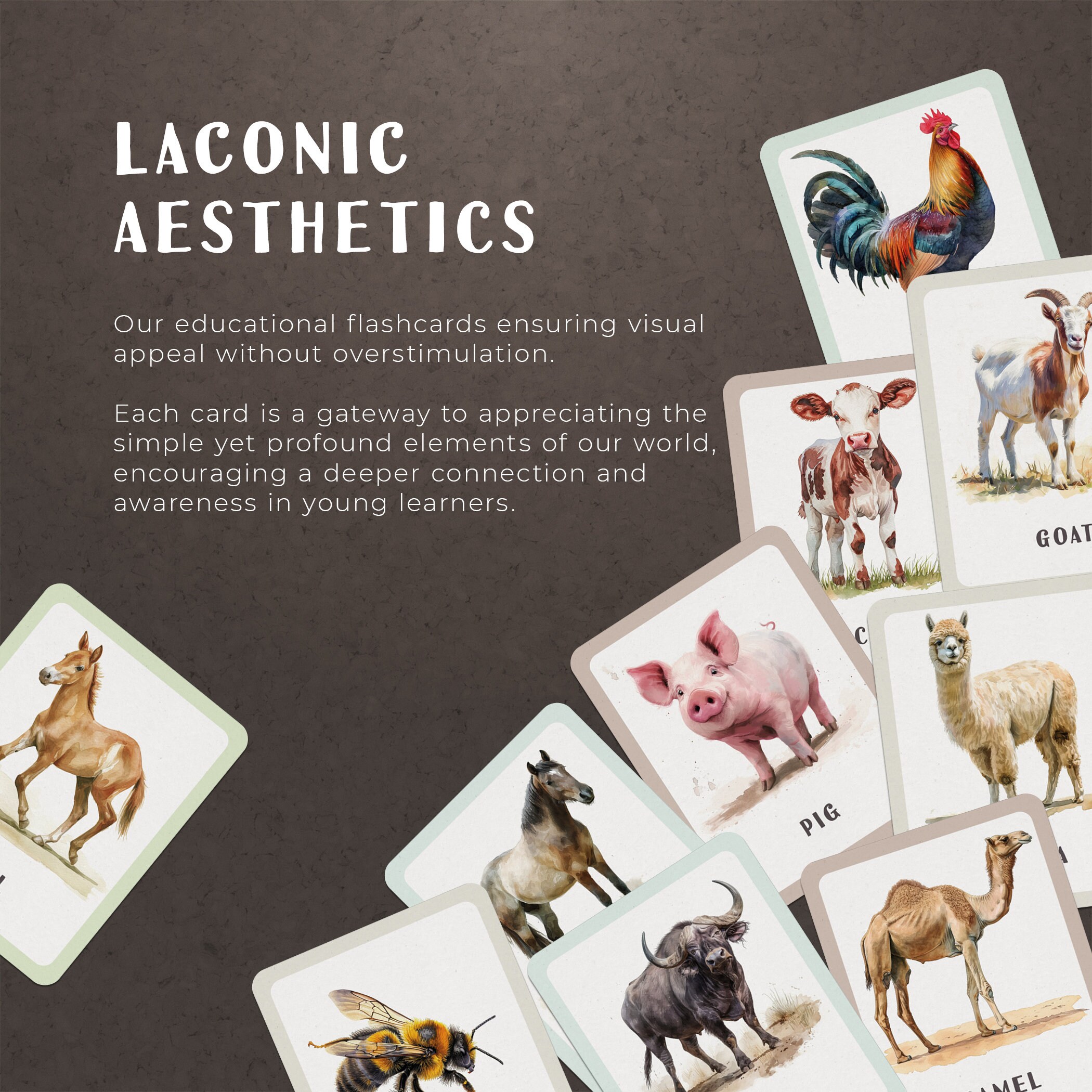 Montessori Farm Animals Cards Printable Educational Flashcards for Kids ...