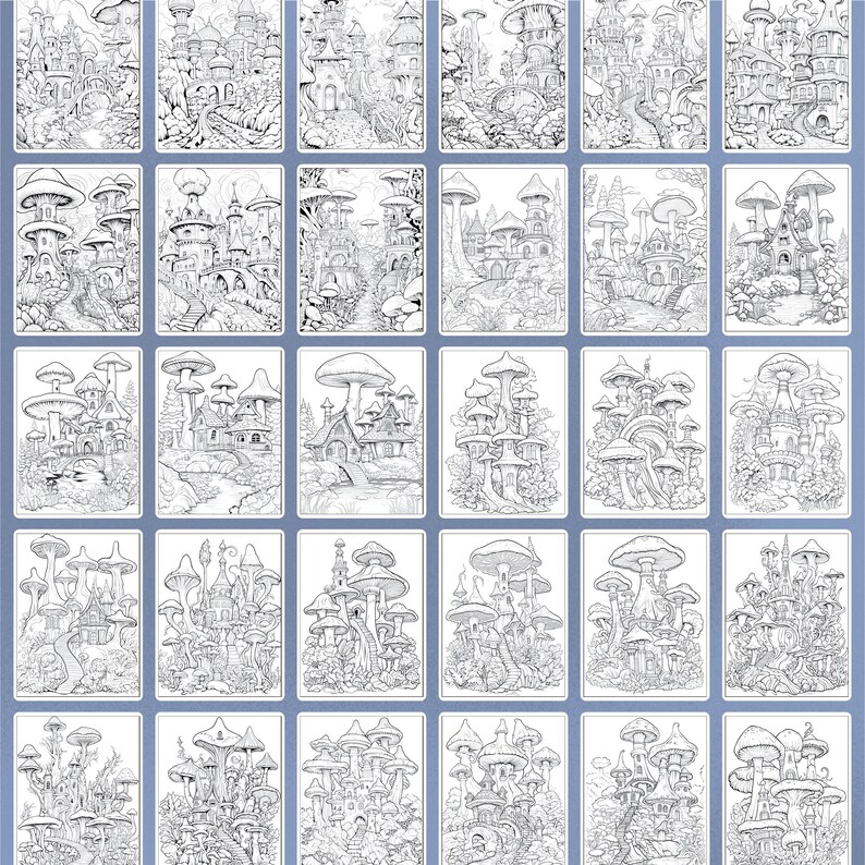 Mystical World Adult Coloring Book, Magical Forest, Fantasy Trees ...