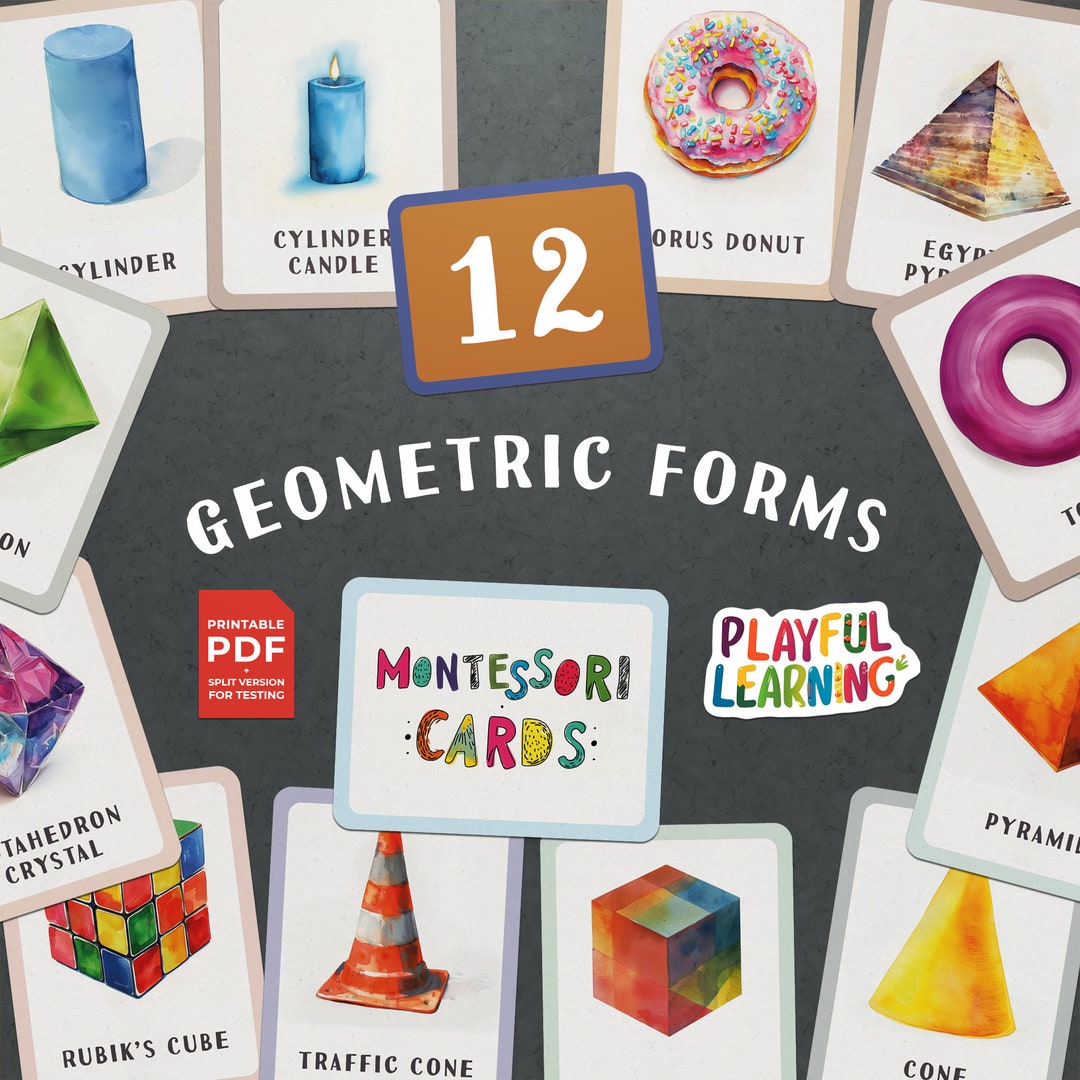 Montessori Geometric Forms Cards - Educational Flashcards for Kids ...