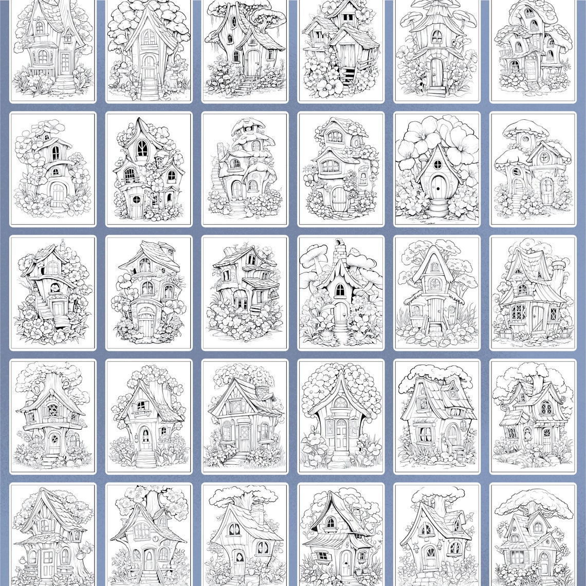 Blooming Fairy Homes Coloring Book, Fairy Dwellings, Woodland Fantasy ...