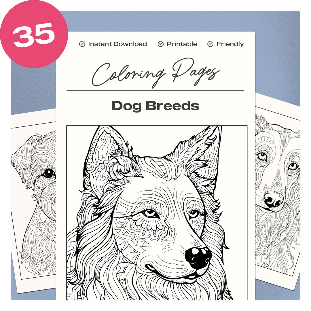 Dog Breeds Animal Coloring Pages. Animal Art, Pet Outlines, Floral ...
