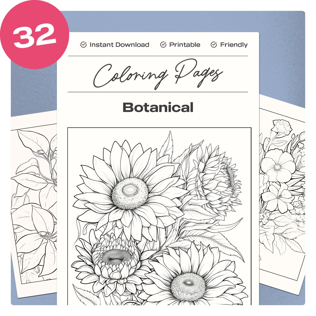 Botanical Coloring Pages Collection, Botanical Illustrations, Natural ...