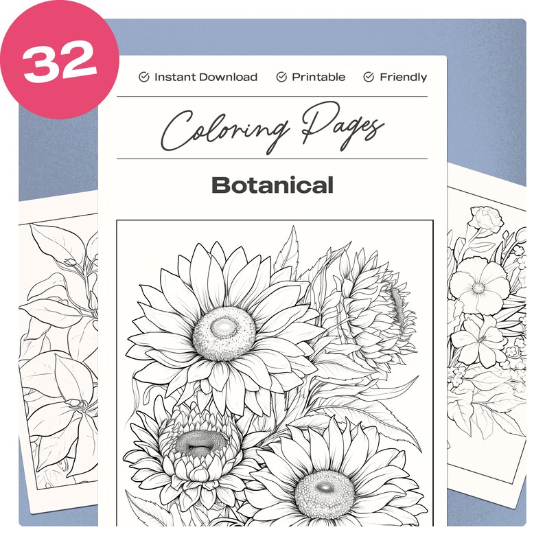 Botanical Coloring Pages Collection, Botanical Illustrations, Natural ...