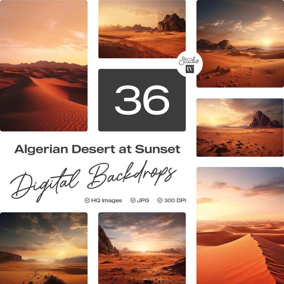 Algerian Desert Sunset, Digital Desert Backdrop, Sunset Photo Backdrops ...