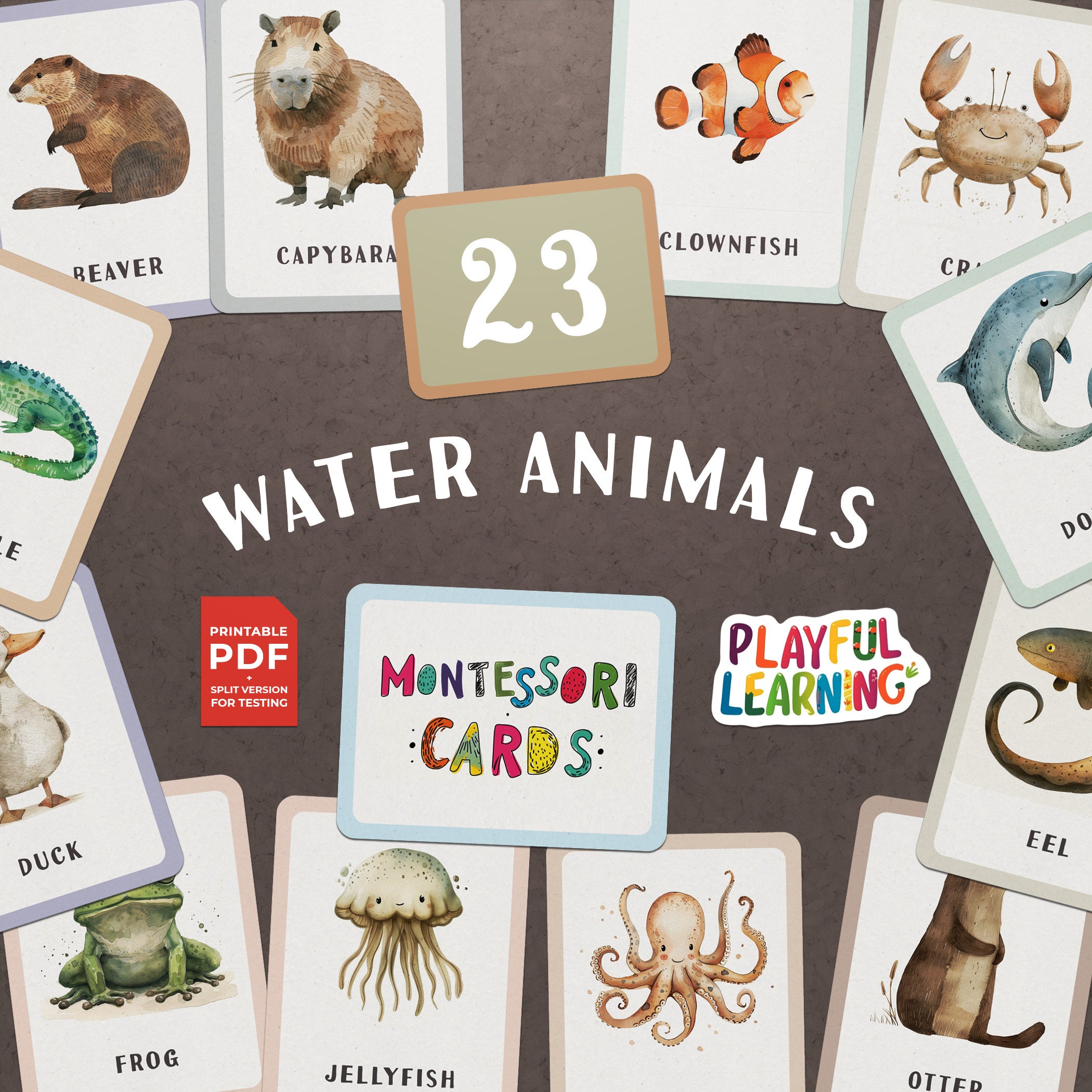 Montessori Cards: Animals That Live in Water - Educational Printable ...