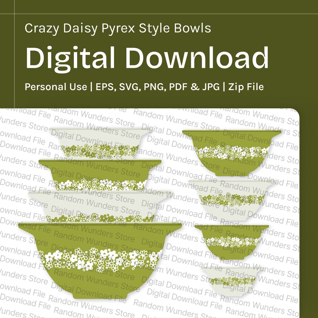 Pyrex Daisy Bowl SVG Digital File Download Vintage Art Png Eps, Pdf ...