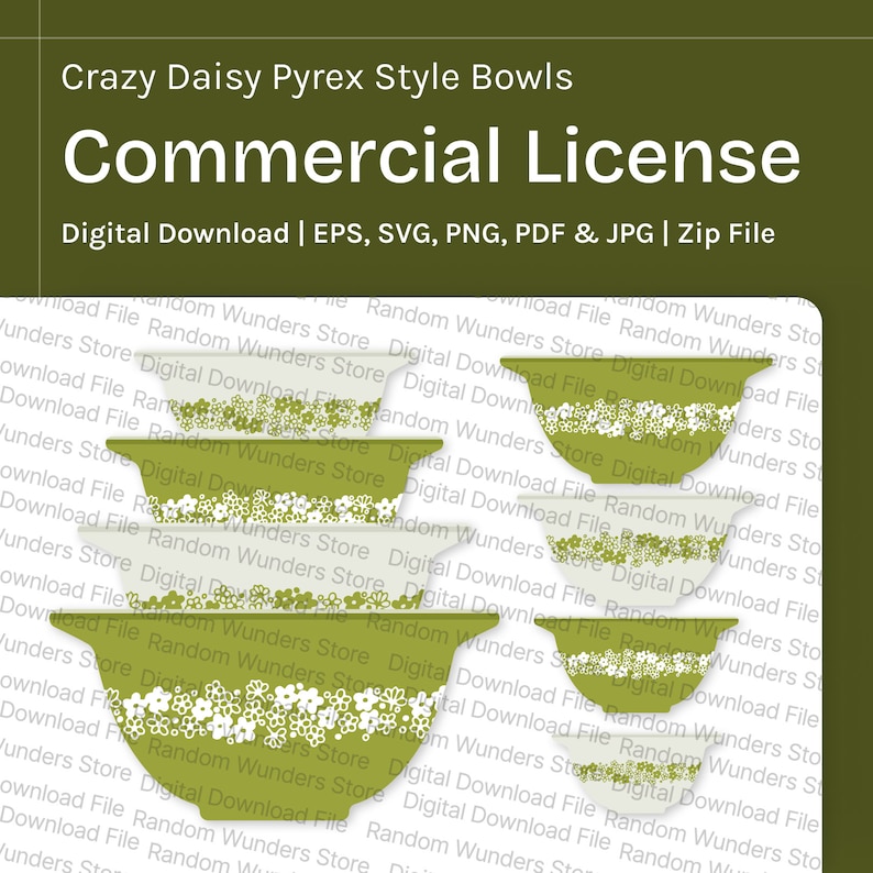 Vintage Pyrex Bowl With Crazy Daisy Pattern - Digital Download Art Print | Commercial Use ...