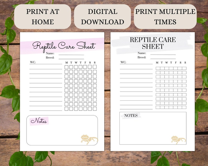 Bearded Dragon Daily Checklist | Printable Reptile Routine Log | Weekly ...