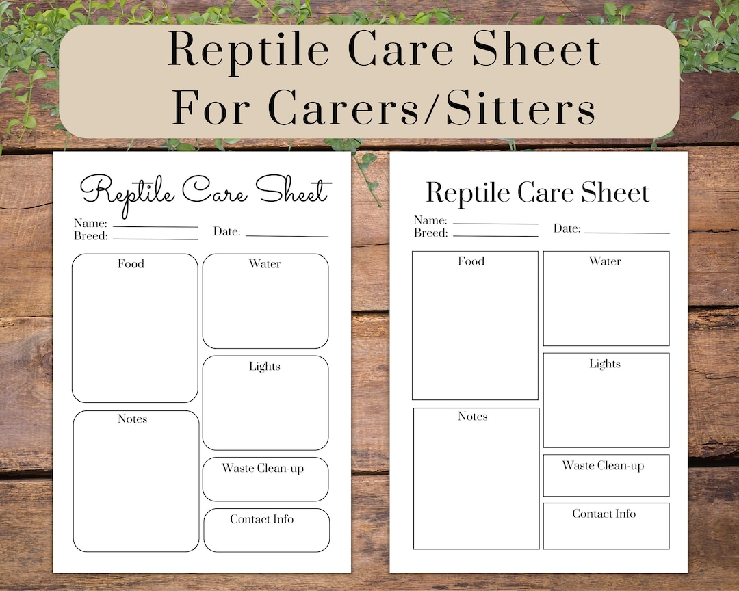Printable Care Instructions for Reptile Sitters | Downloadable Reptile ...
