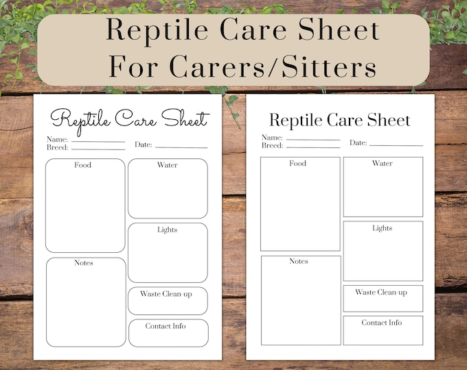 Printable Reptile Care Sheet A4 and A5 Instant Download Snake Health ...