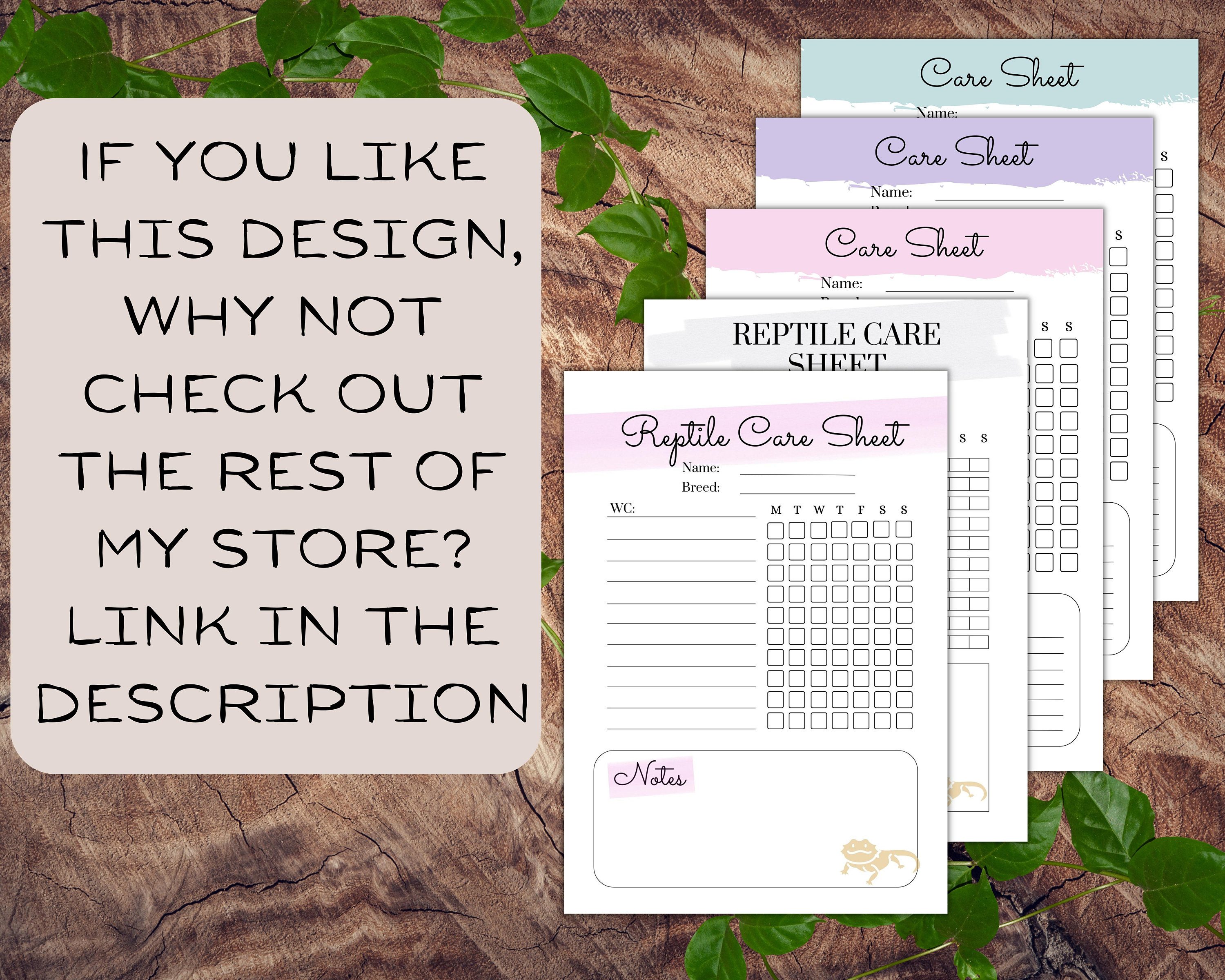Printable Reptile Care Sheet A4 and A5 Instant Download Snake Health ...