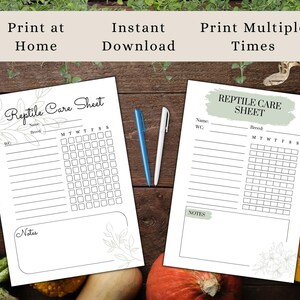 Printable Reptile Care Sheet A4 and A5 Instant Download Snake Health ...