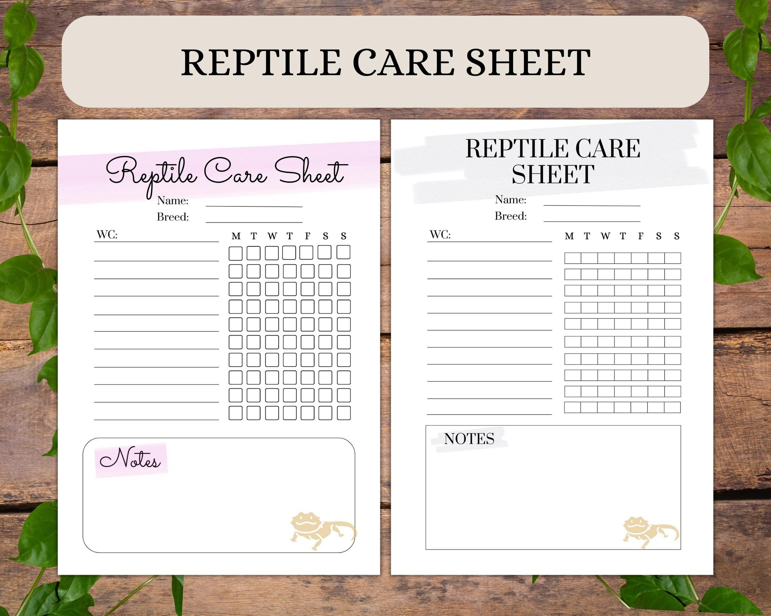 Bearded Dragon Daily Checklist | Printable Reptile Routine Log | Weekly ...