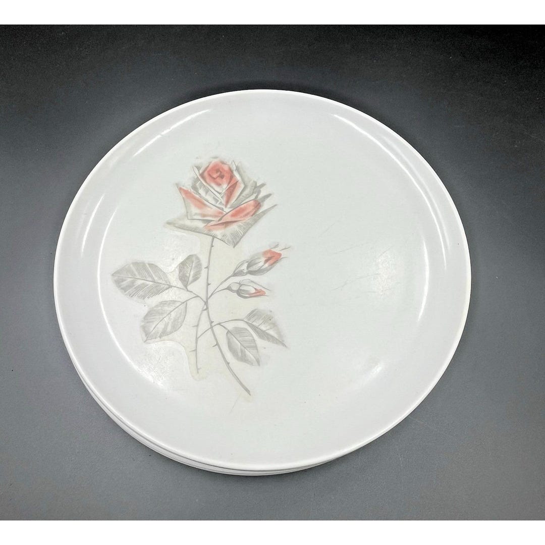 Vintage 1950s Windsor Melmac Dinner Plates, Pink Rose Floral, Set of 5 ...