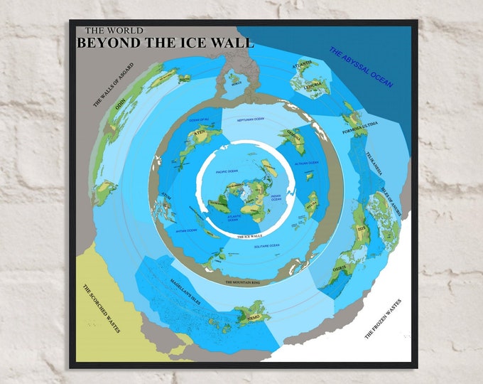 HD the World Beyond the Ice Wall Terrain Flat Earth Map | Premium Semi ...