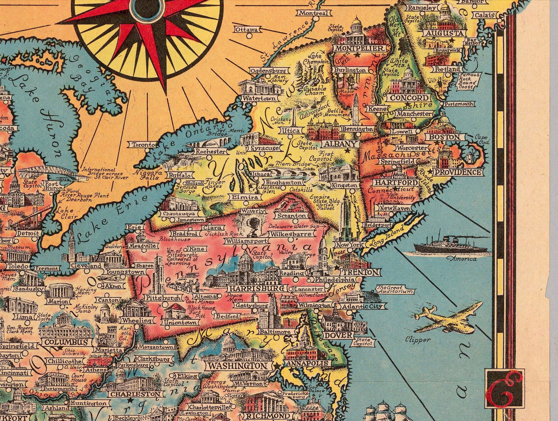 America the Wonderland: A Pictorial Map of the United States - Etsy