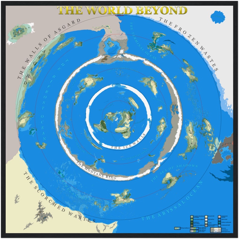 HD the World Beyond With Key Terrain/satellite Flat Earth Map Premium ...