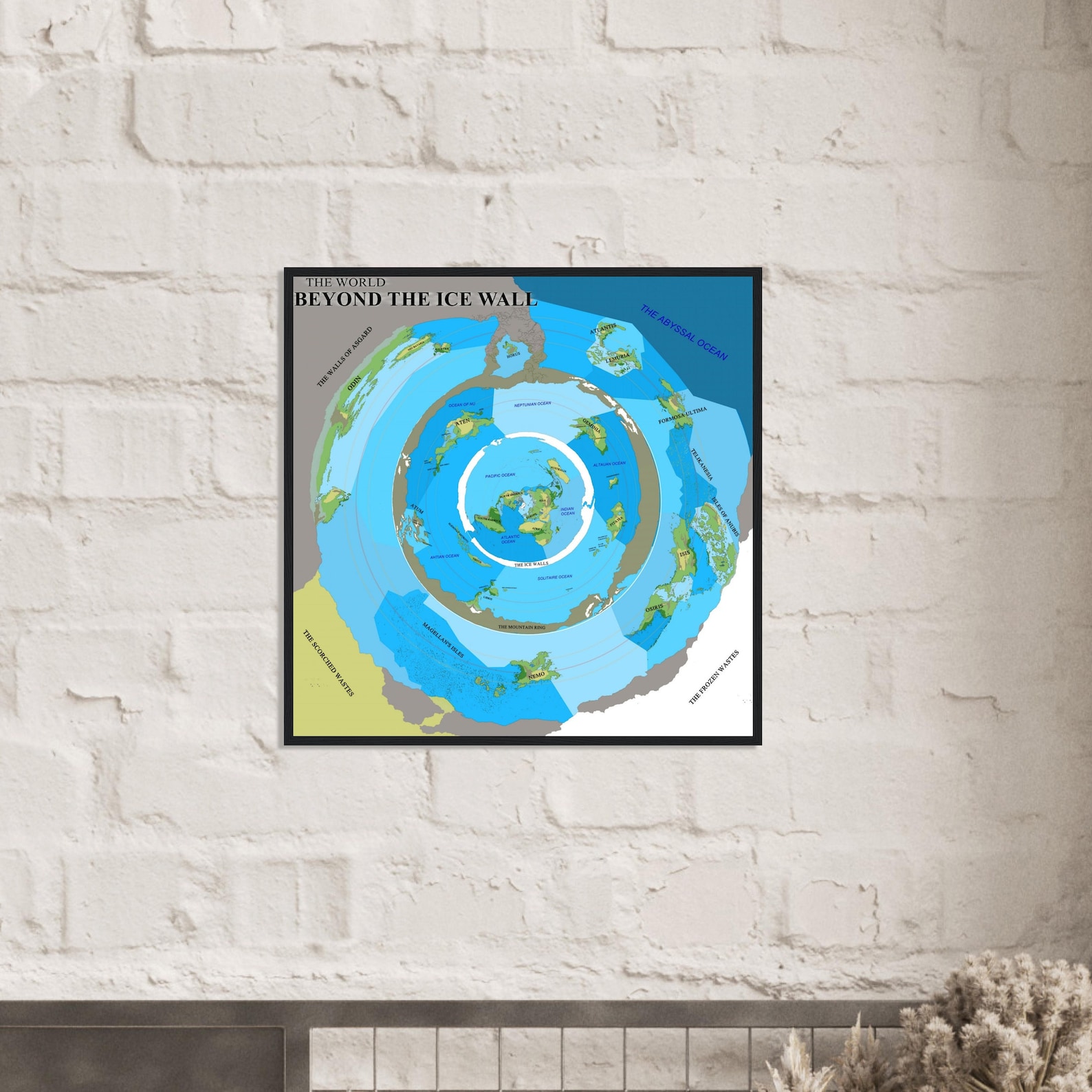 HD the World Beyond the Ice Wall Terrain Flat Earth Map Premium Semi ...