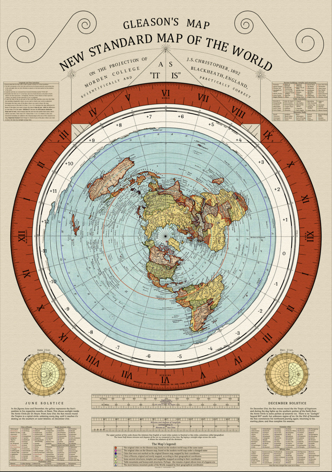 HD REMASTERED Gleason's New Standard Map of the World 2023 Flat Earth ...