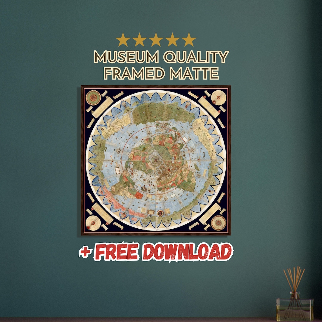 HD Urbano Monte World Map 1587 Flat Earth Map - Museum Quality - Etsy ...