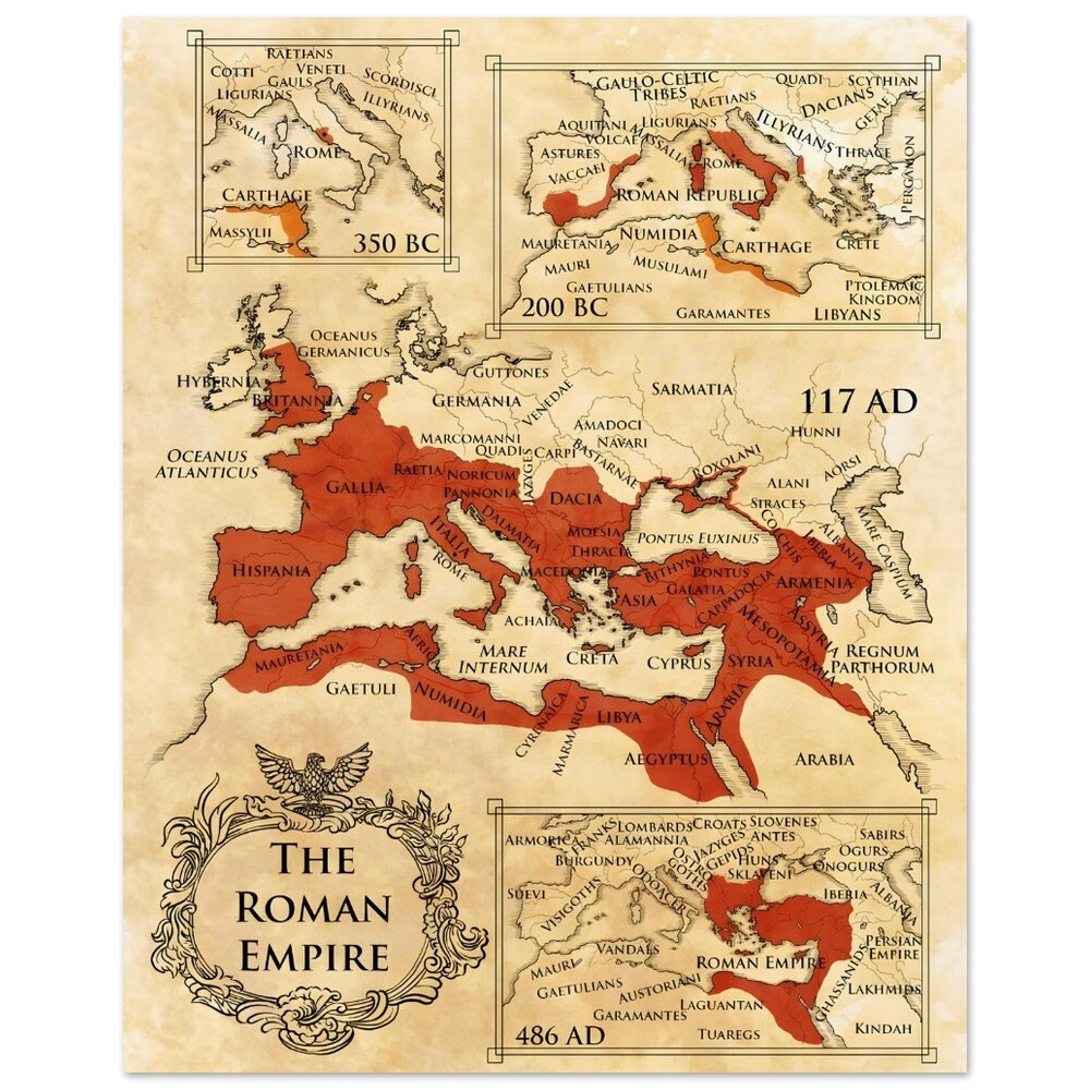 The Roman Empire Progression 486BC-117AD on HD Museum-quality Matte ...
