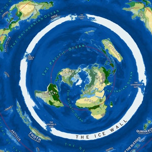 The World Beyond the Ice Wall Satellite HD Acrylic Art | Flat Earth Map ...