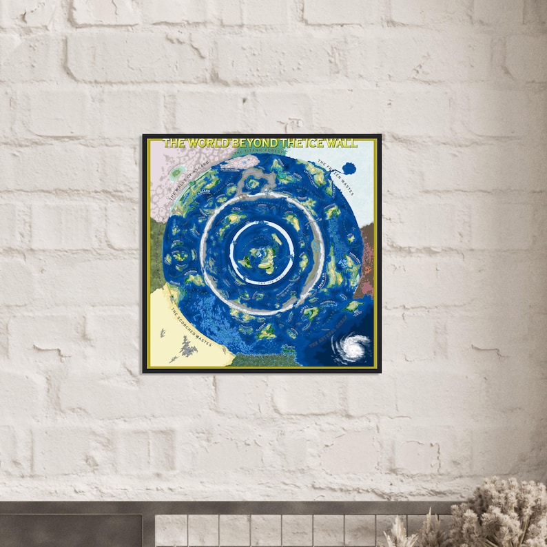 HD the World Beyond the Ice Wall Satellite Flat Earth Map Premium Semi ...