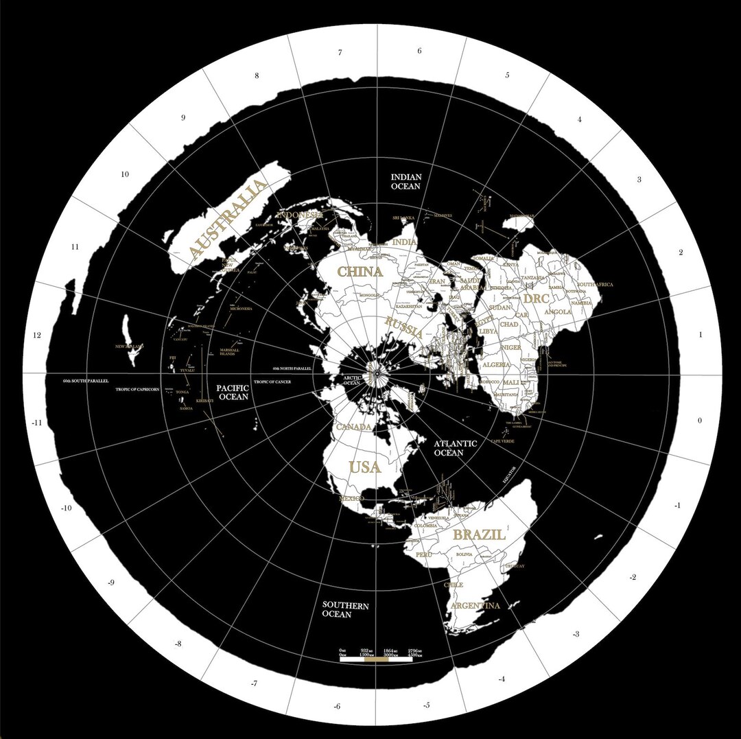 2025 True Flat Earth Map of the World With Modern Day Borders ...
