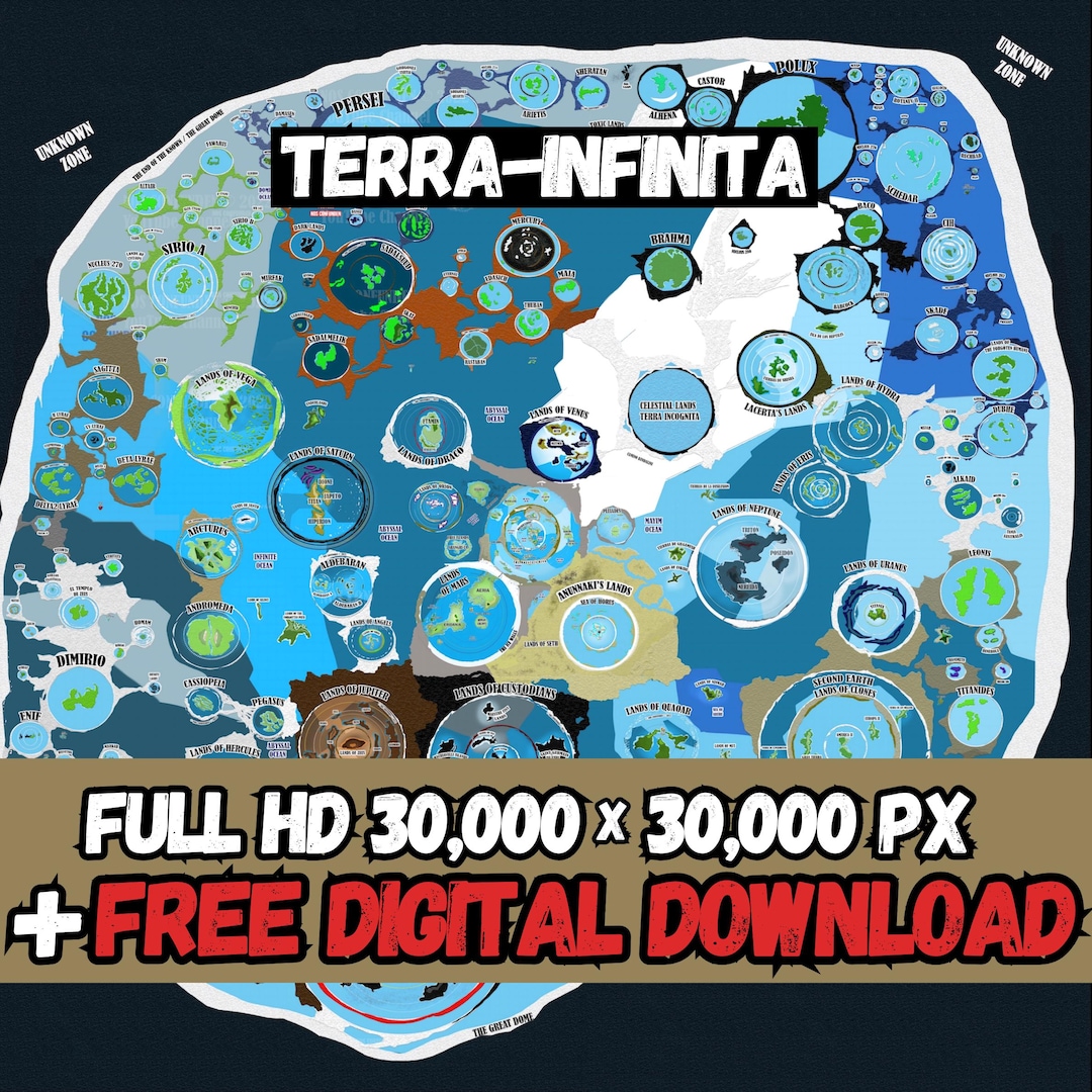 Terra-infinita Flat Earth Extra Territory HD Map With FREE Digital ...