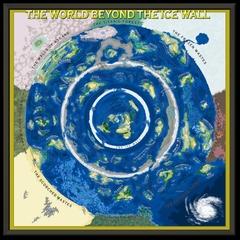 HD the World Beyond the Ice Wall Satellite Flat Earth Map - Etsy UK