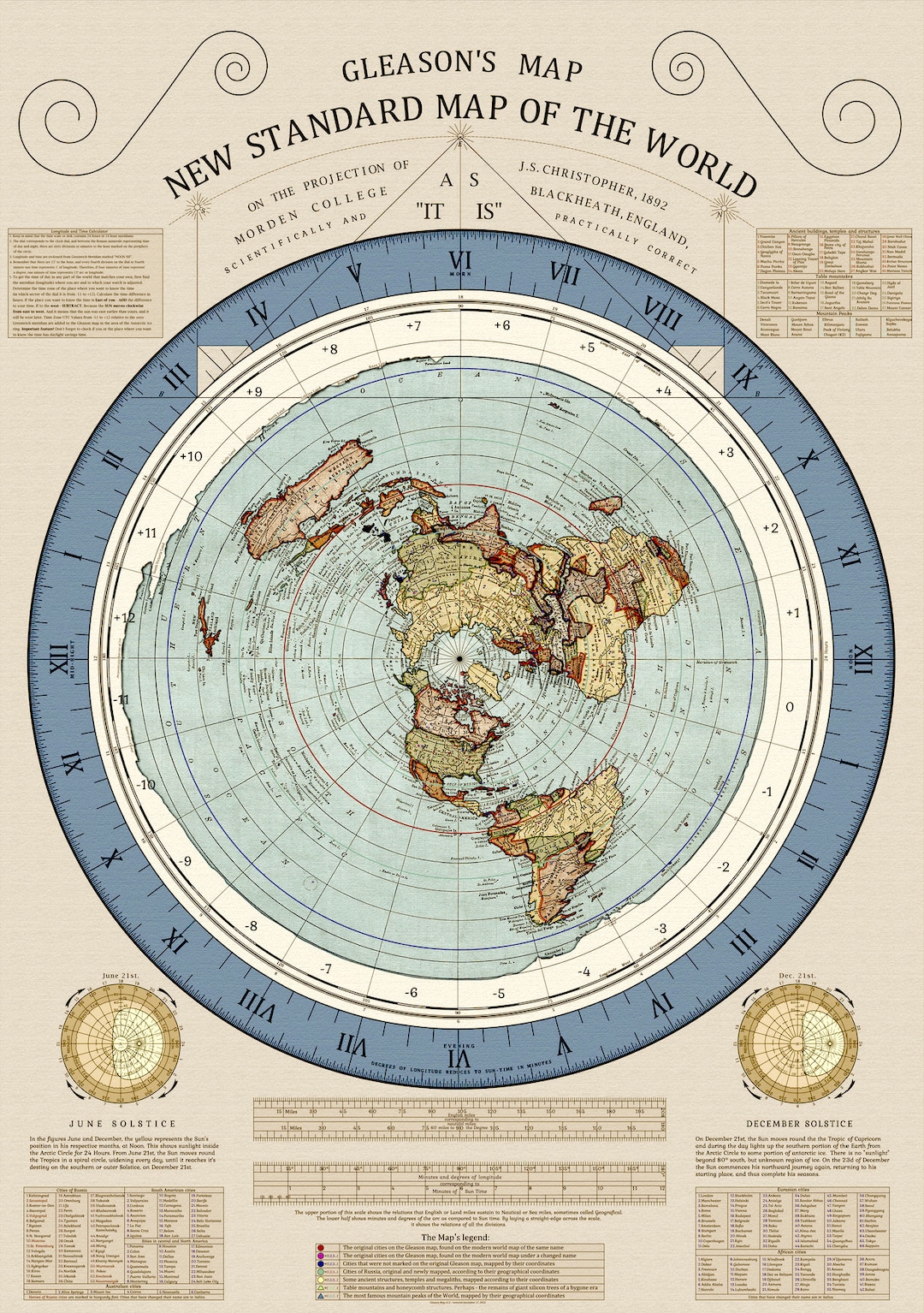 HD Remastered Gleason's New Standard Map of the World 2025 - Flat Earth Map Archival Museum ...