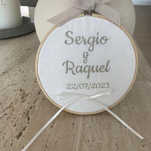 Round Wood Hoop Frame. Ring Holder. Custom Embroidered Wedding Ring ...