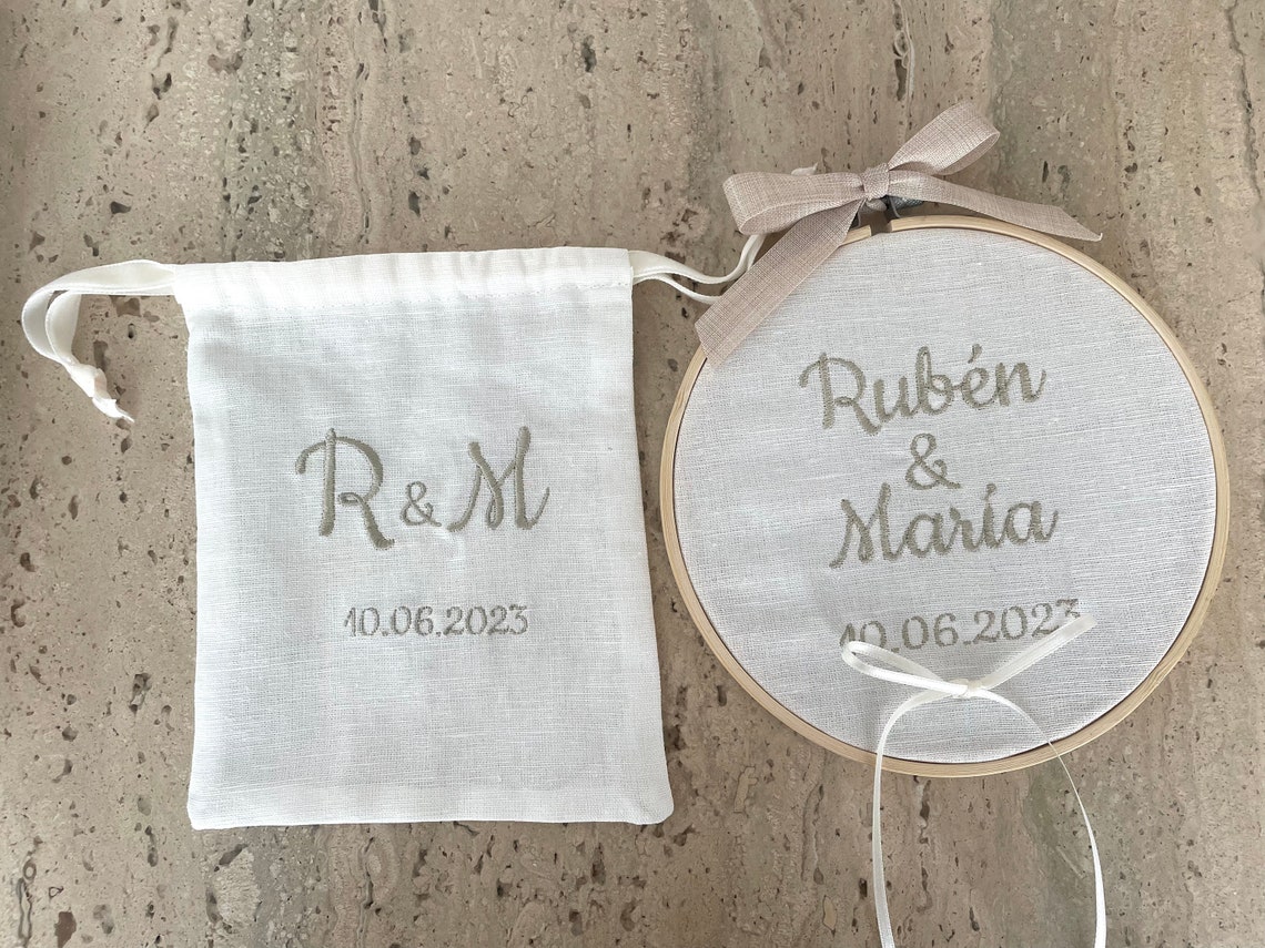 Round Wood Hoop Frame. Ring Holder. Custom Embroidered Wedding Ring ...