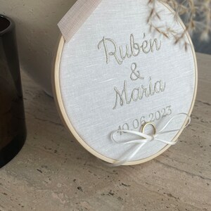 Round Wood Hoop Frame. Ring Holder. Custom Embroidered Wedding Ring ...