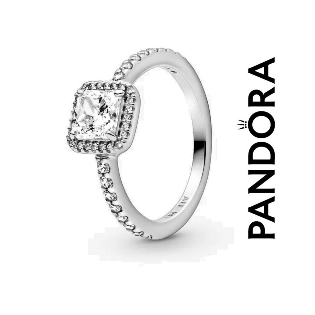 Silver Pandora Square Sparkle Halo Ring Women Rng Cubic - Etsy