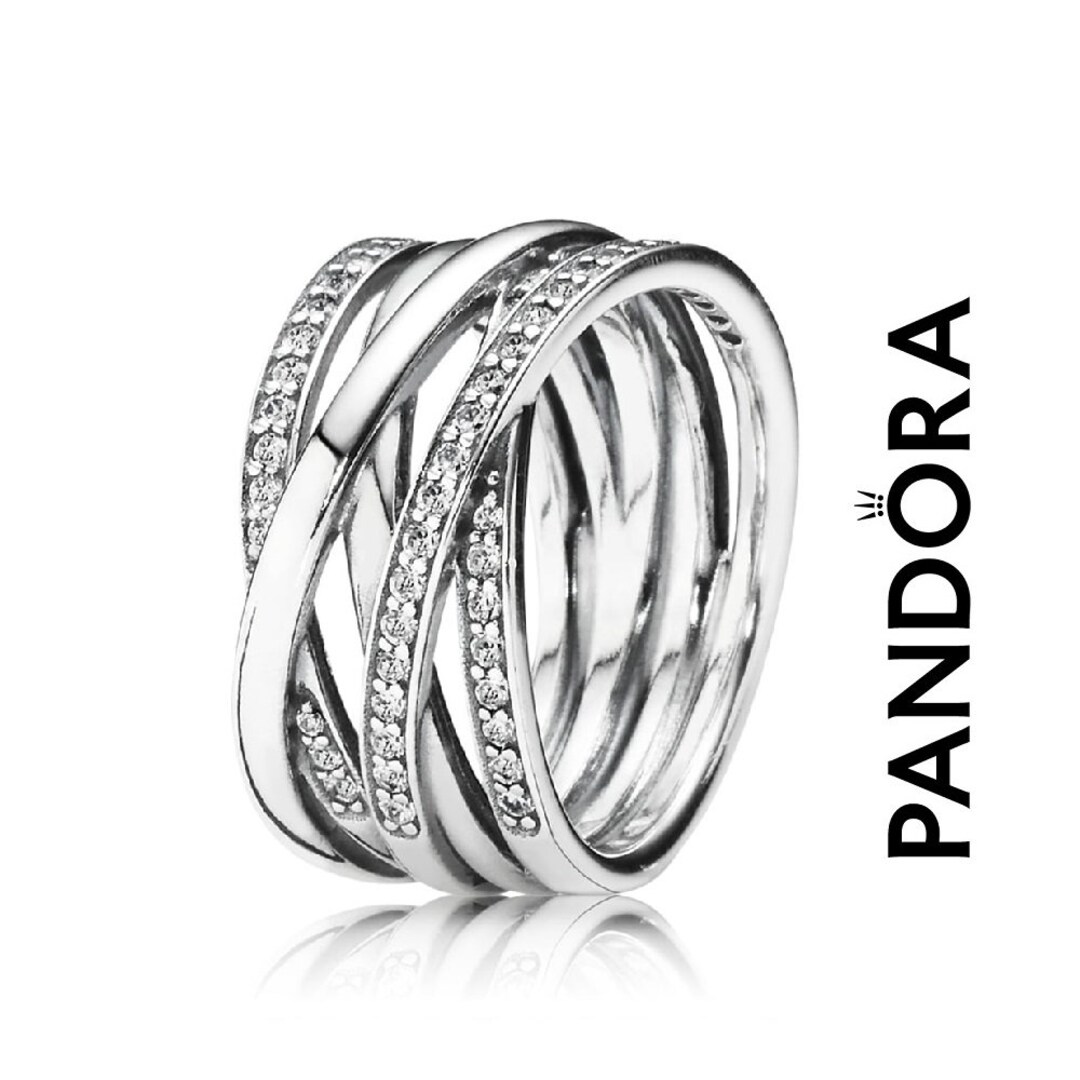 Pandora Sparkling & Polished Lines Ring, Twisted Ring, Sterling Silver ...
