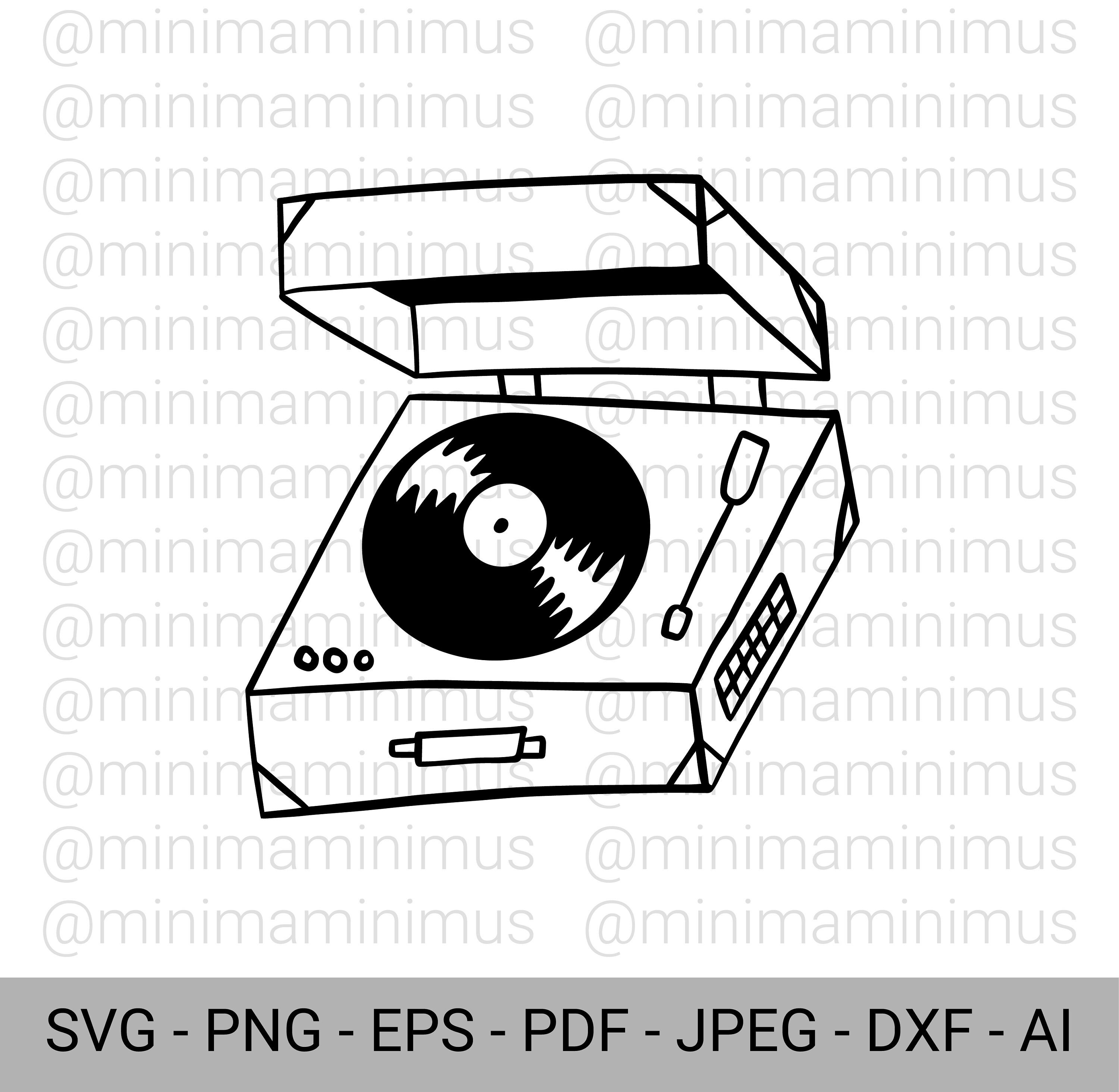 Retro Turntable Clipart Unique Hand Made Design for Valentines Crafting ...