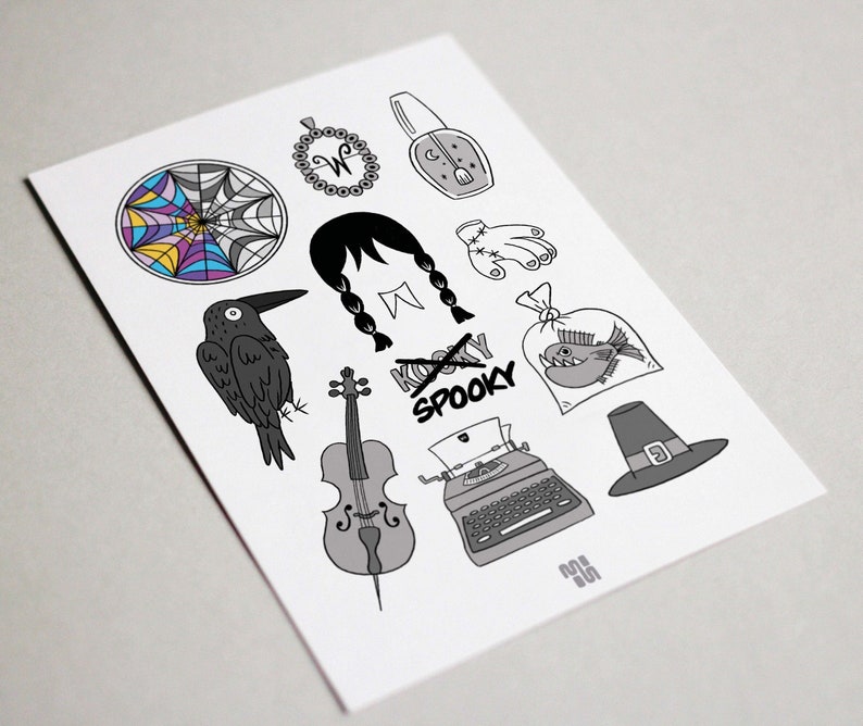 Wednesday Addams Digital Printable Card Color-me Jpg/pdf - Etsy