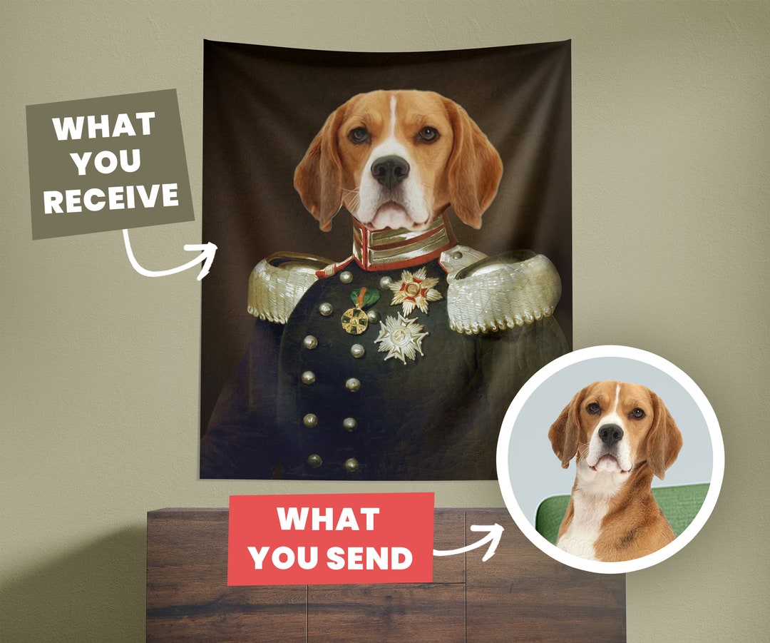 Custom Tapestry, Personalized Dog Photo, the Commander Wall Tapestry ...