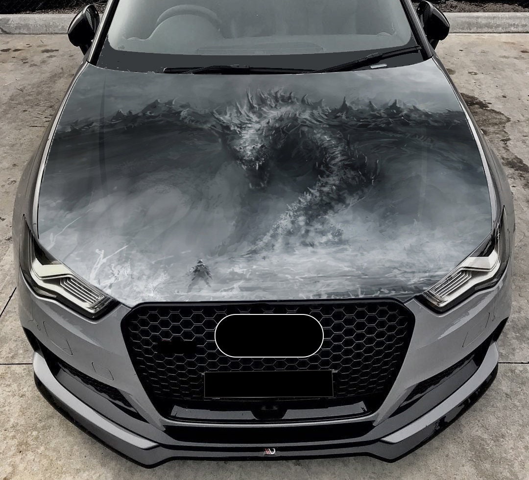 Car Hood Wrap Abstract Dragon Full Color Vinyl Decal Fantasy Sticker ...