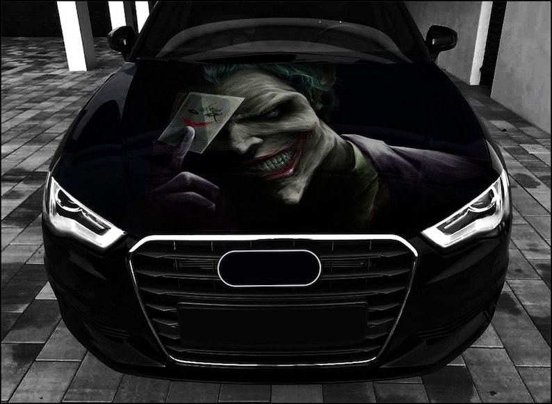 Joker Car Hood Wrap Full Color Vinyl Decal Villain Sticker - Etsy
