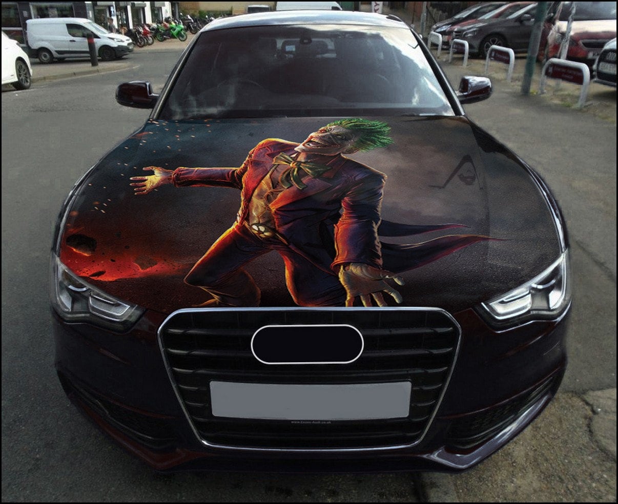 Joker Car Hood Wrap Full Color Vinyl Decal Villain Sticker 5 Etsy