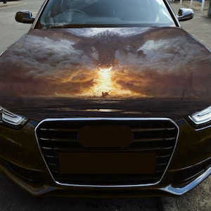 Car Hood Wrap Dragon Flame Full Color Vinyl Decal Fantasy Sticker #12 ...