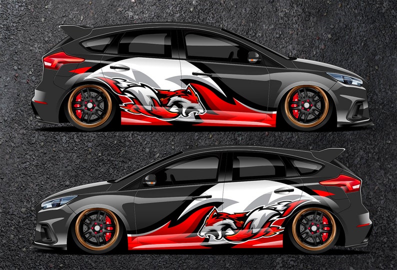 Fox Car Side Wrap Full Color Graphics Vinyl Livery Decal Racing Stripes ...