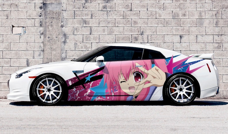 Anime Girl Car Side Wrap, Full Color Vinyl Decal, JDM Sticker #2 - Etsy