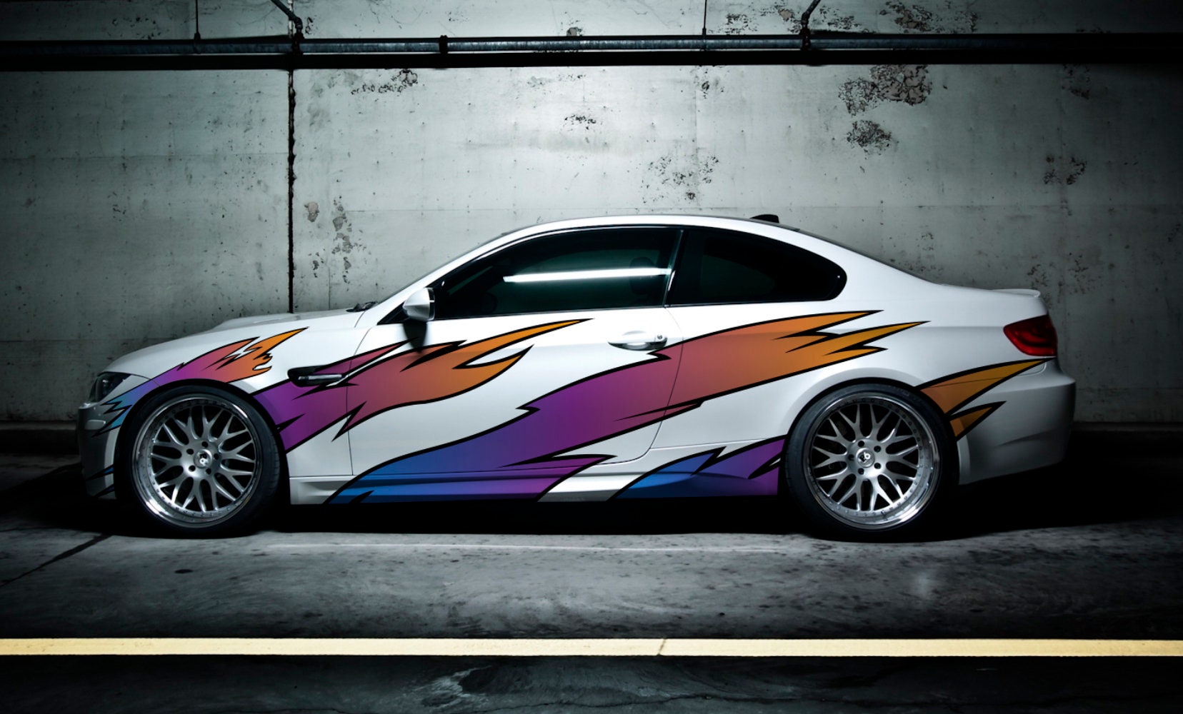 Fire Stripes Car Side Wrap Full Color Graphics Vinyl Livery Decal Flame ...