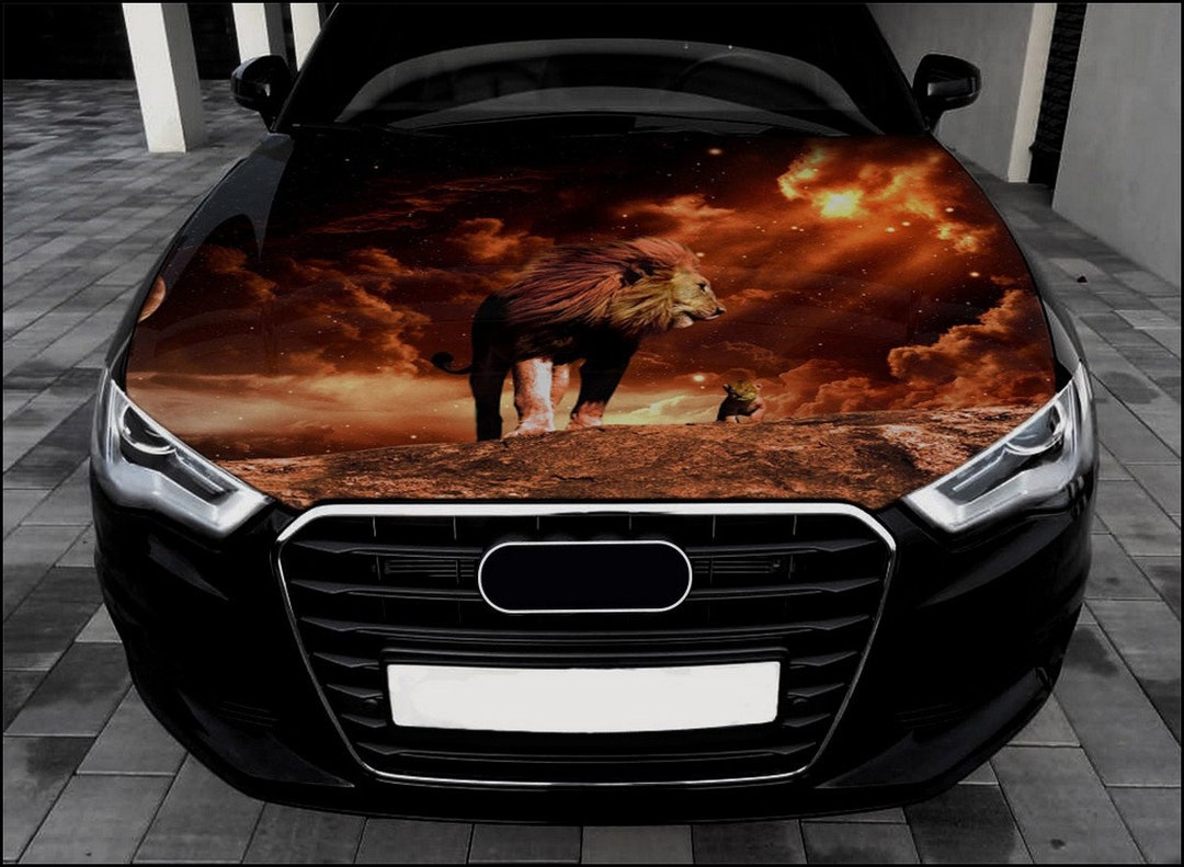 Lion Car Hood Wrap Full Color Vinyl Decal Predator Sticker #2 - Etsy